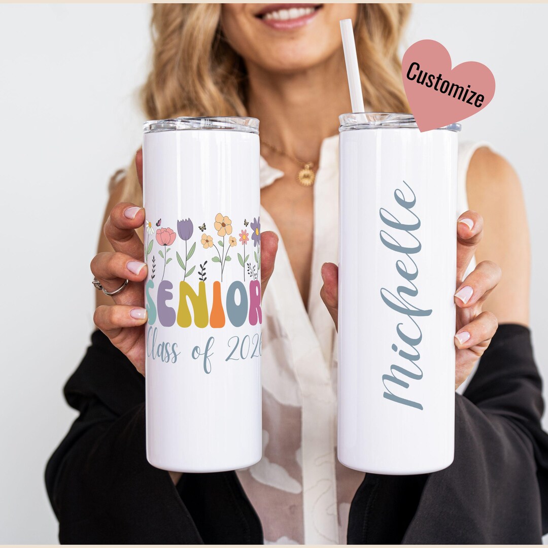 Custom Senior 2026 20oz Stainless Tumbler, Senior 2026 Floral Tumbler ...