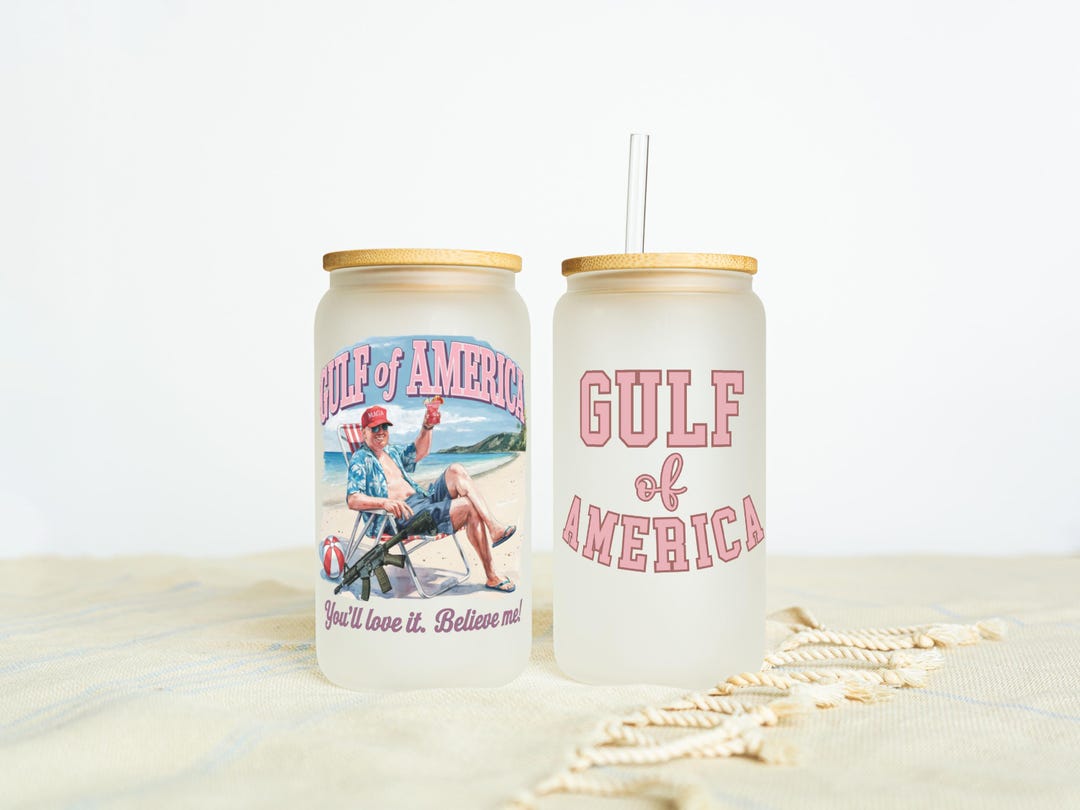 Trump Gulf of America Iced Coffee Cup, Trump Badass Can Glass With Lid ...