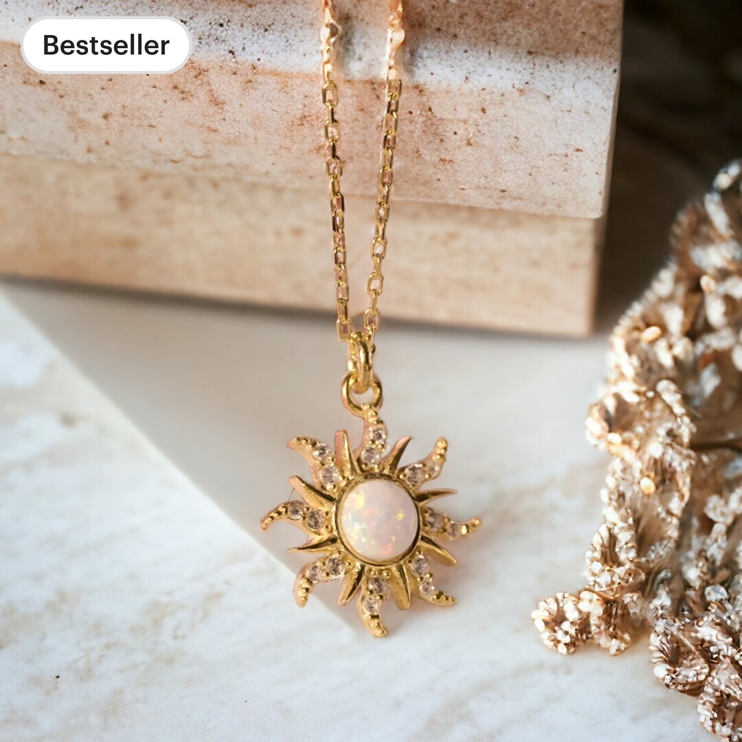 Golden Sun Opal Necklace Elegant Gold Plated Pendant, Fashionable ...
