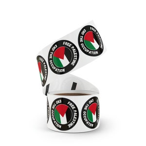 Free Palestine Round Sticker Label Rolls 50, 100, 250 Packs, Flag Decal ...