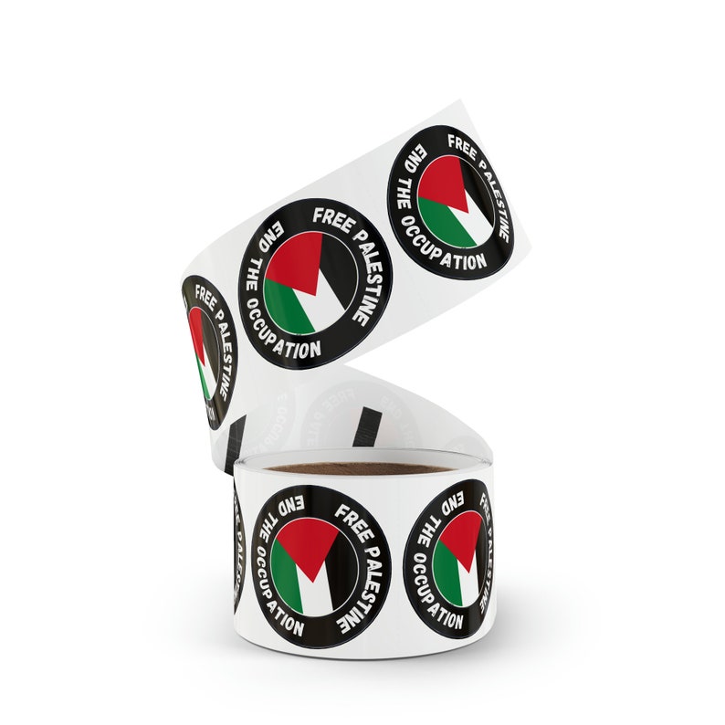 Free Palestine Round Sticker Label Rolls 50, 100, 250 Packs, Flag Decal ...