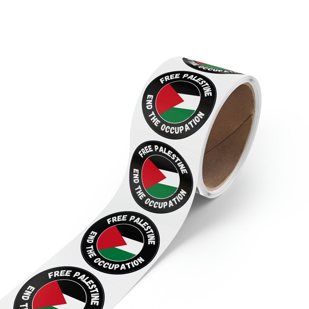 Free Palestine Round Sticker Label Rolls 50, 100, 250 Packs, Flag Decal ...