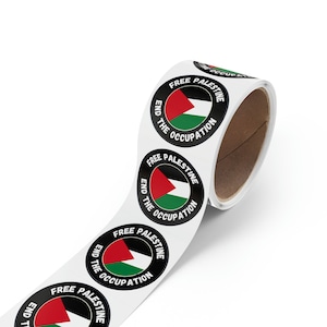 Free Palestine Round Sticker Label Rolls 50, 100, 250 Packs, Flag Decal ...
