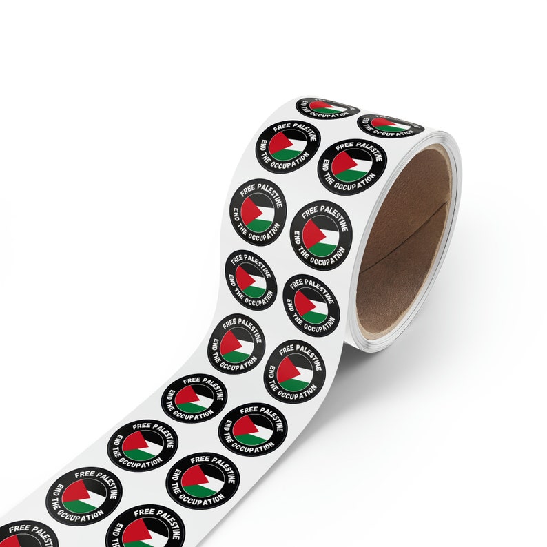 Free Palestine Round Sticker Label Rolls 50, 100, 250 Packs, Flag Decal ...