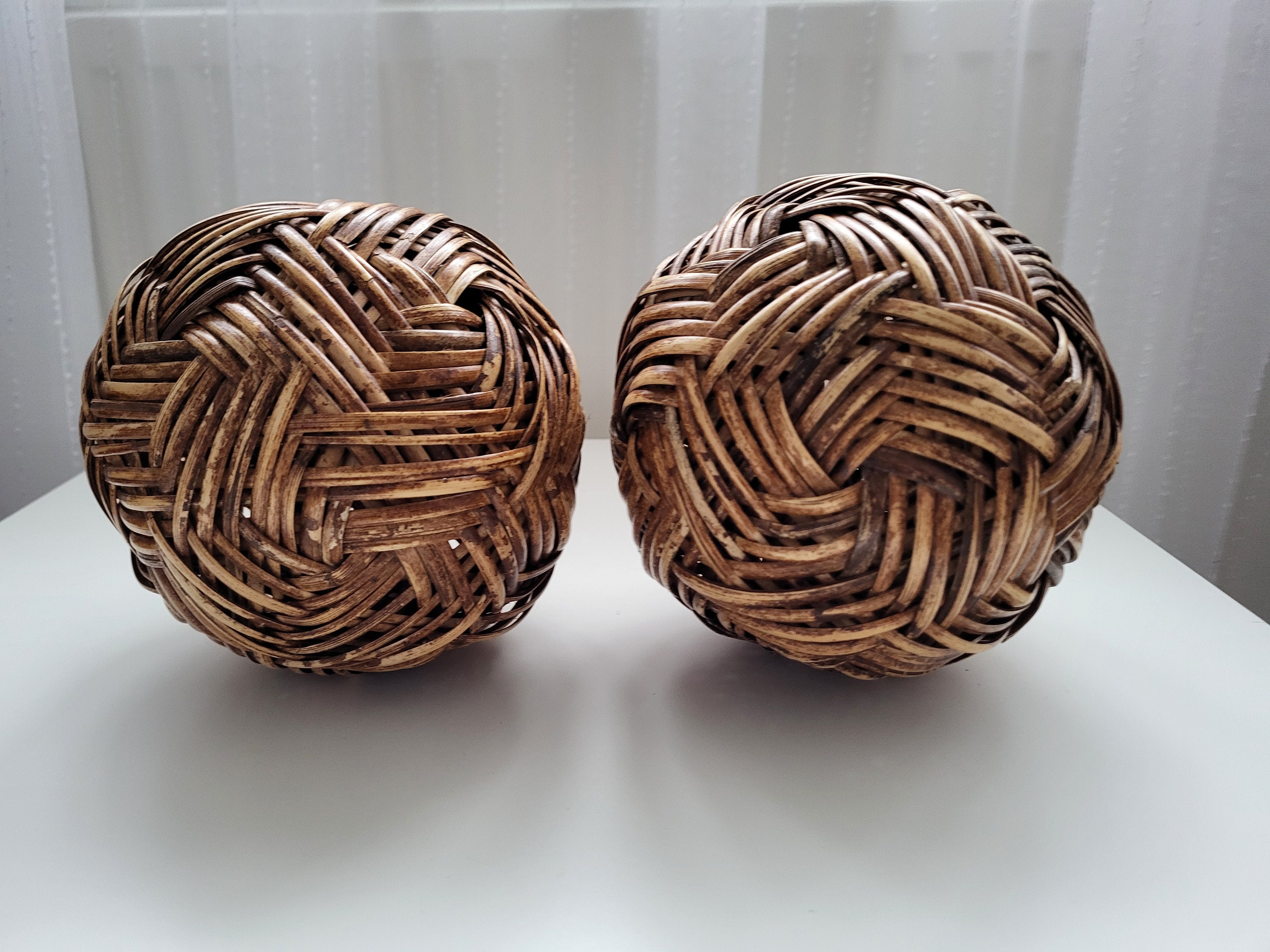 Rattan Decorative Balls. Large Wicker Balls. Handmade Balls. Two Rattan ...