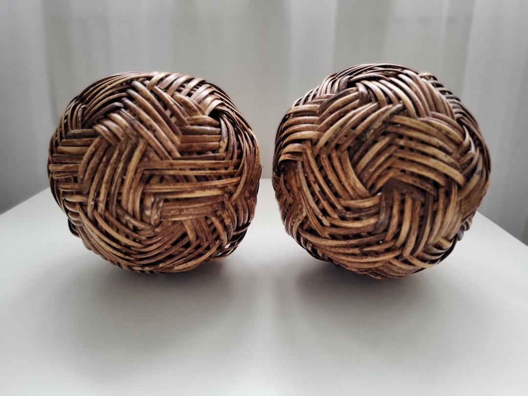 Rattan Decorative Balls. Large Wicker Balls. Handmade Balls. Two Rattan ...