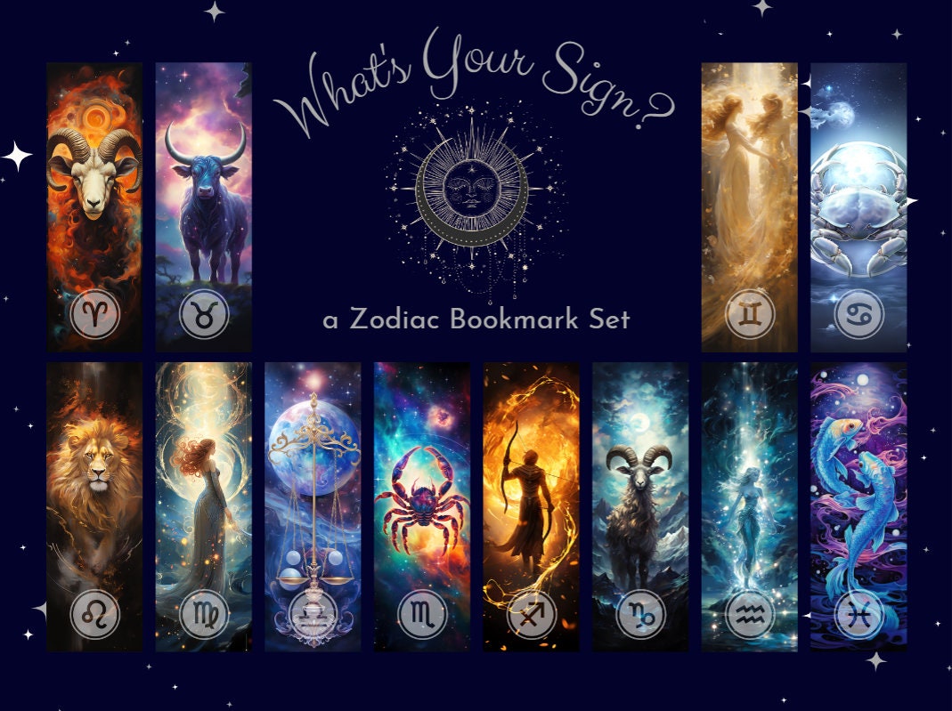 Zodiac Bookmarks Set: Astrology Star Signs Art (PDF Printable) - Etsy
