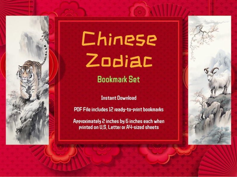Chinese Zodiac Bookmarks: 12 Animal Signs Printable (PDF) - Etsy