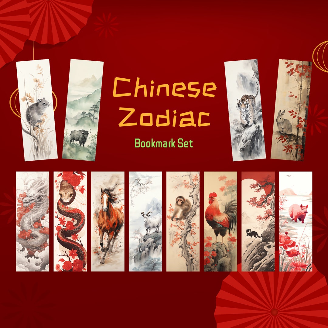 Chinese Zodiac Bookmarks: 12 Animal Signs Printable (PDF) - Etsy