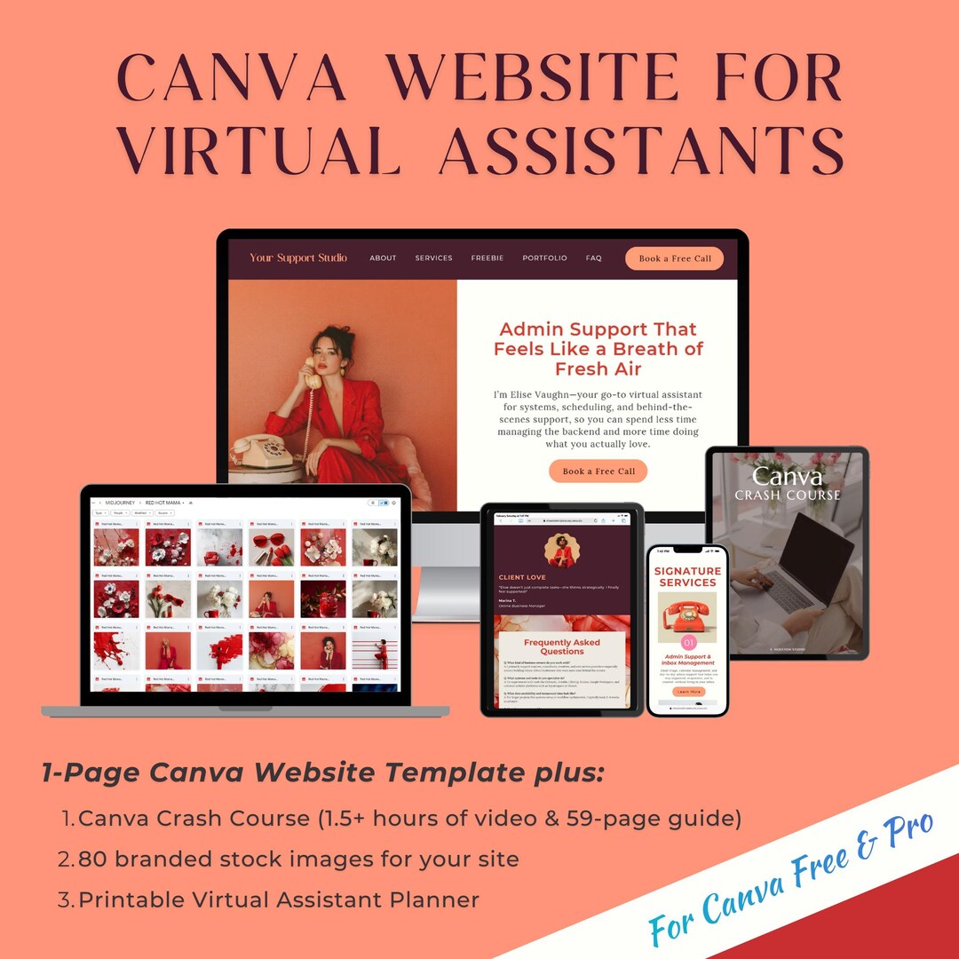 Virtual Assistant Website Template | One-page Canva Site (digital ...