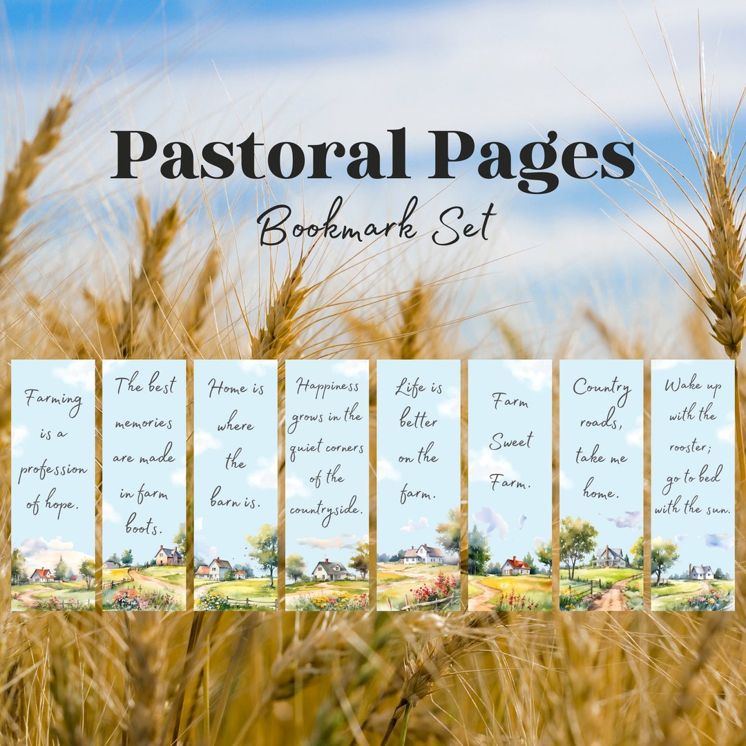 Pastoral Pages Watercolor Bookmarks Set of 8 Printable Country ...
