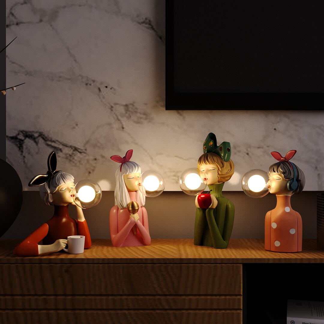 Artisan Character Table Lamp Set Resin & Glass Desk Lamps - Etsy UK