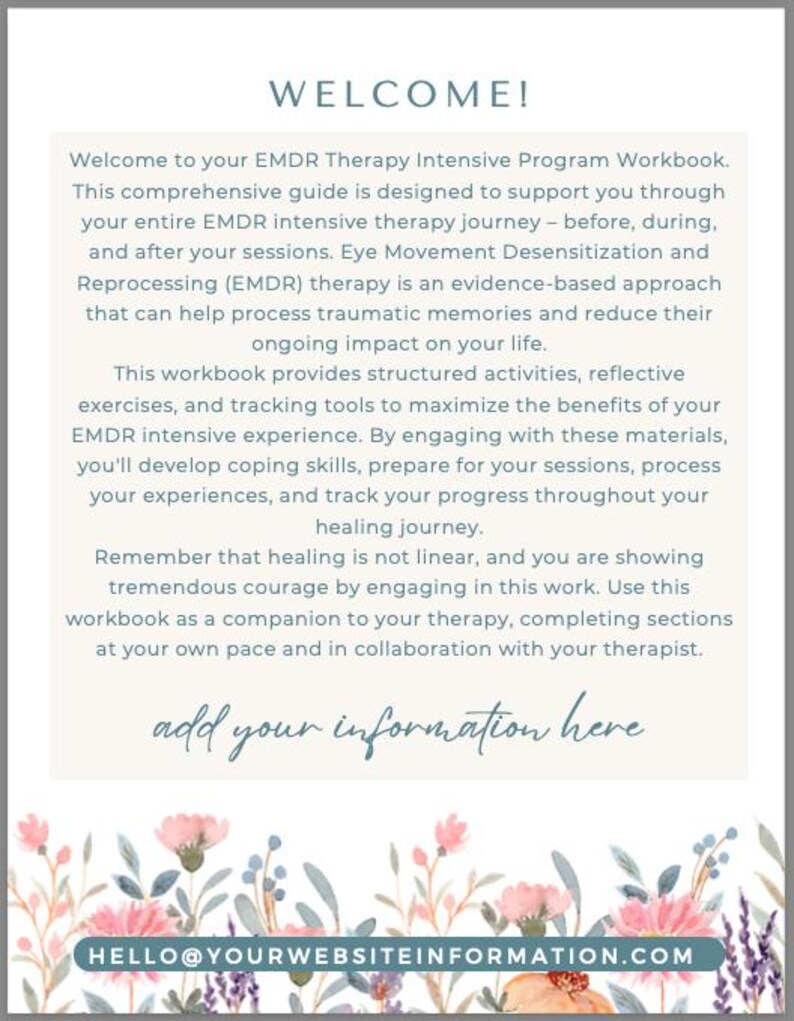 Customizable EMDR Intensive | Printable Workbook | Editable PDF ...
