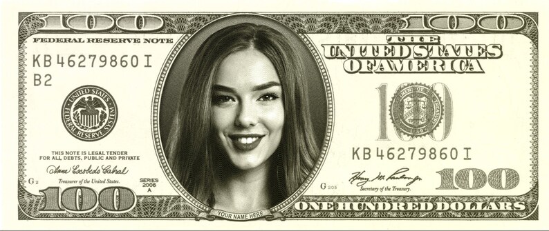 Your Face on a 100 Dollar Bill! Easy! Print up to A3 and More! - Etsy