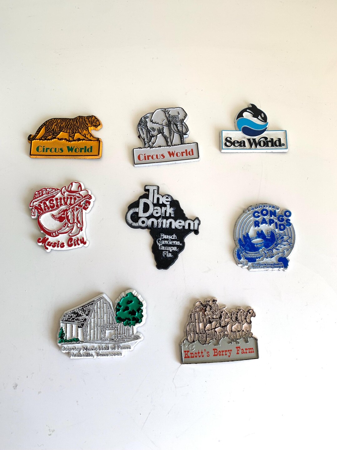 Vintage American Theme Park Fridge Magnets, Circus World, Sea World ...