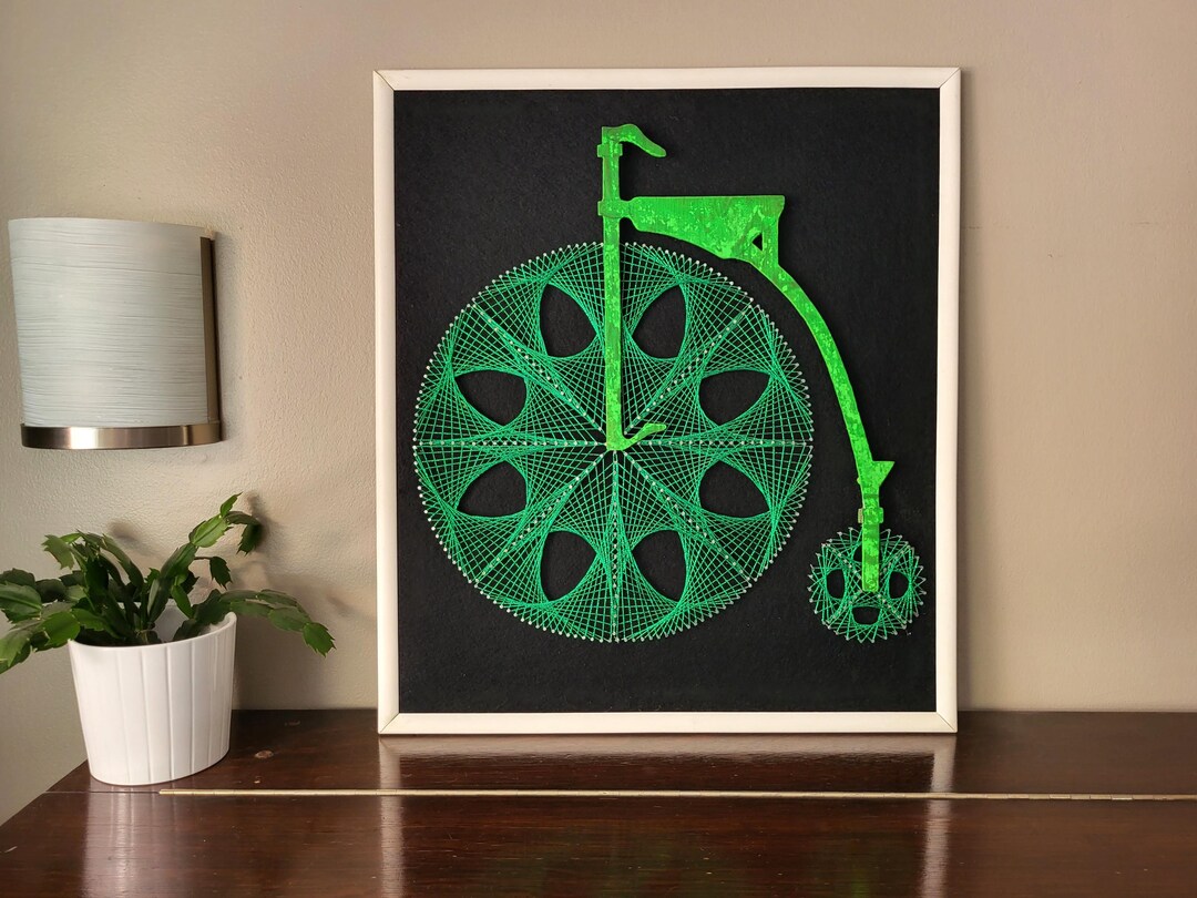 Vintage String Art, 1970s Sting Art, Penny Farthing String Art, Neon ...