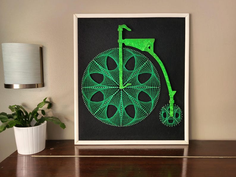 Vintage String Art, 1970s Sting Art, Penny Farthing String Art, Neon ...