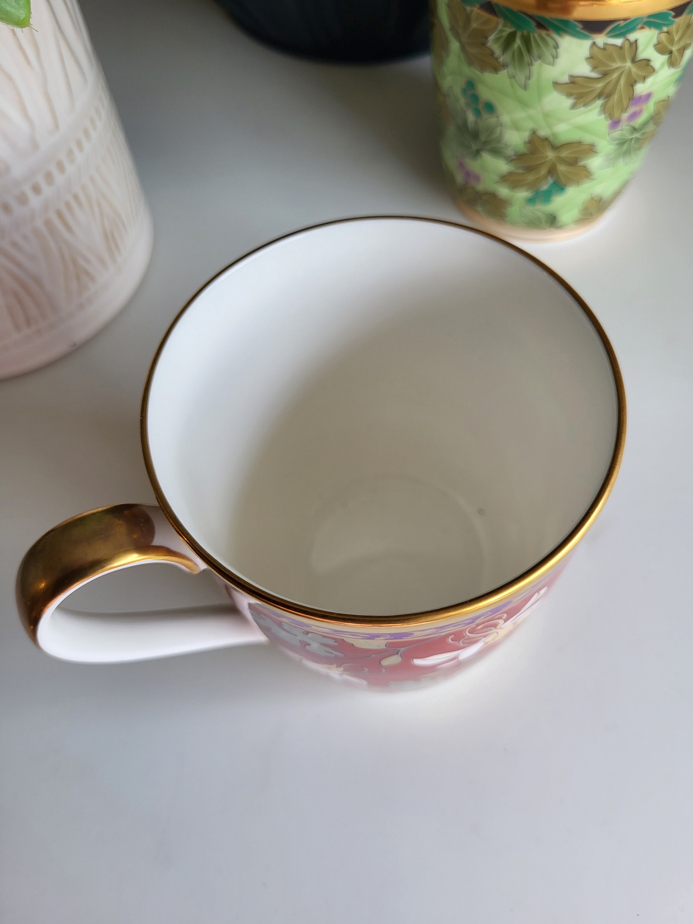 Vintage Noritake Bone China Mugs - Green (grape Leaves) and Red ...