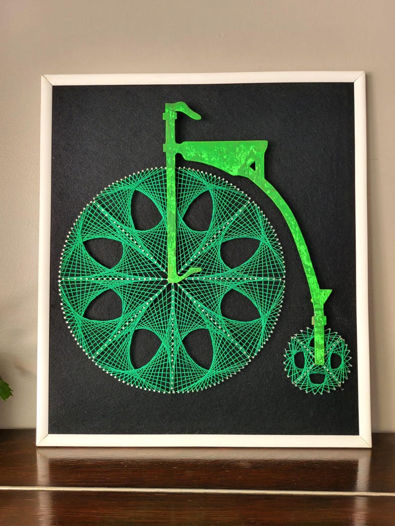 Vintage String Art, 1970s Sting Art, Penny Farthing String Art, Neon ...