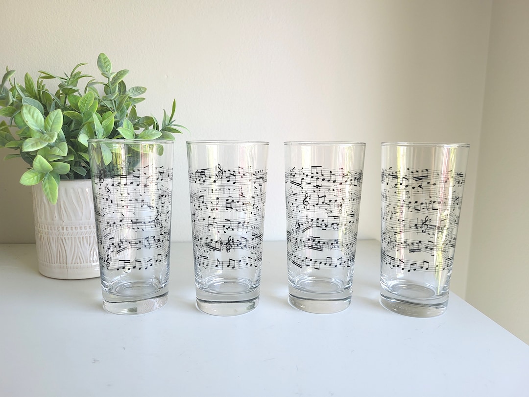 Vintage Ikea Music Notes Glass Tumblers, Ikea Sheet Music Glasses, Made ...
