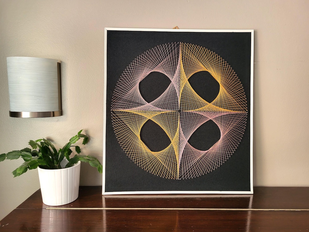 Original Vintage Geometric String Art, 1970s Circle String Art ...