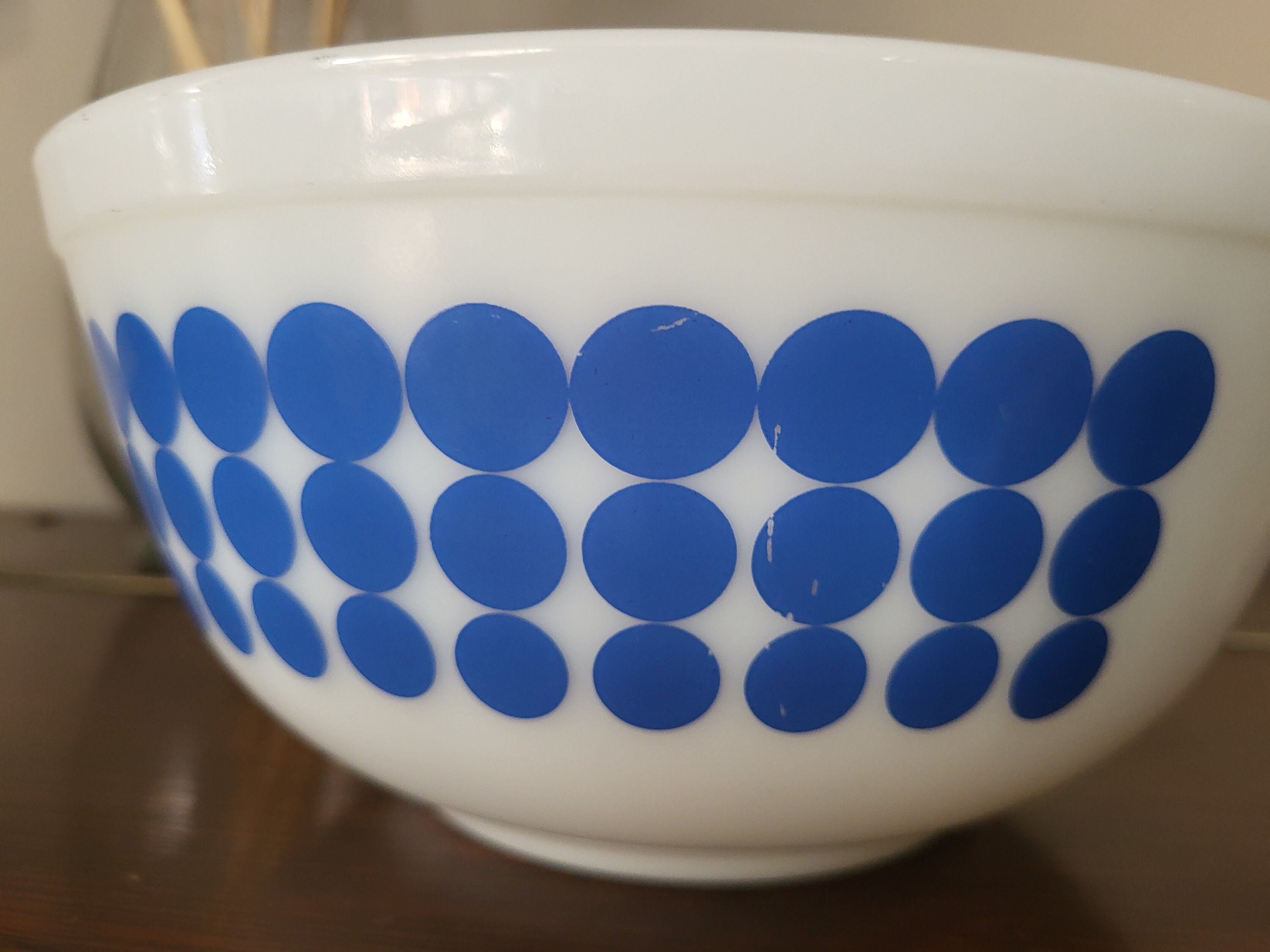 Vintage Pyrex Blue Polka Dot Mixing Bowl No. 403 2 .5 QT, Collectable ...
