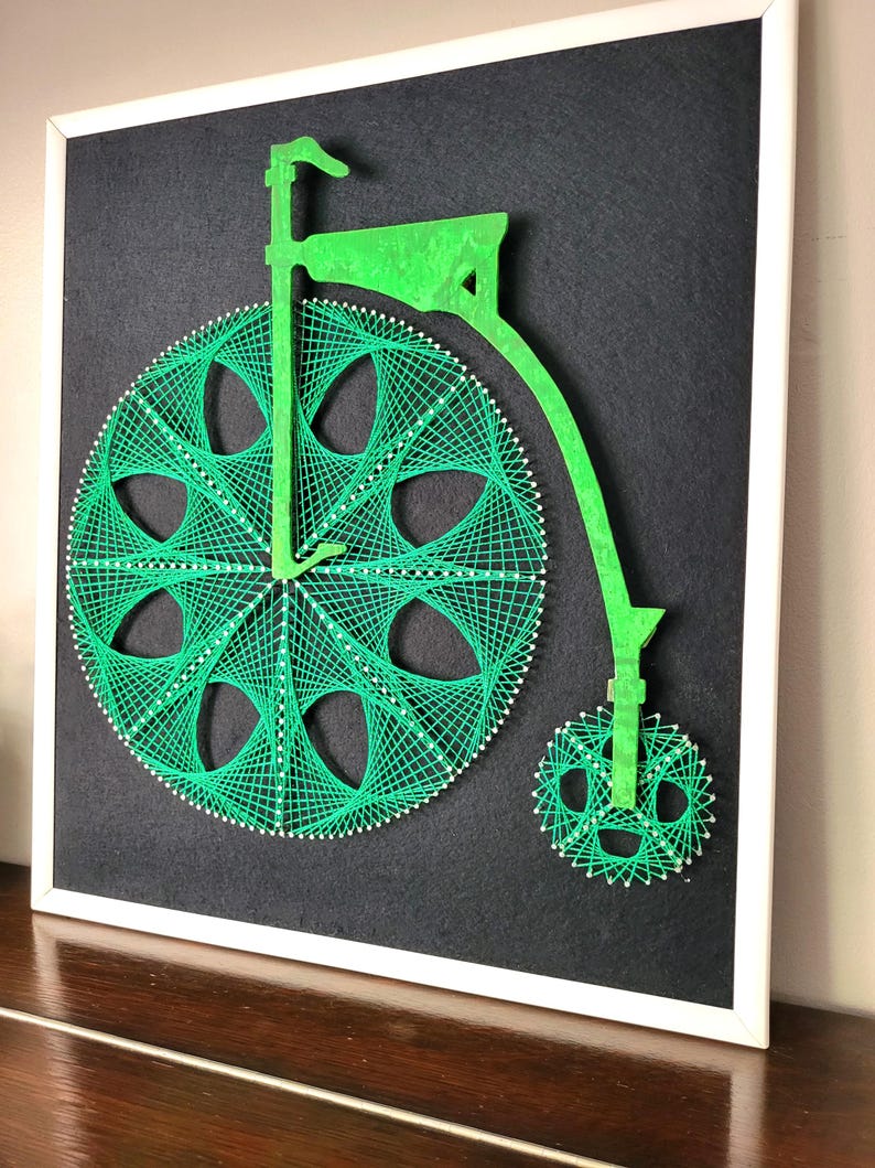 Vintage String Art, 1970s Sting Art, Penny Farthing String Art, Neon ...