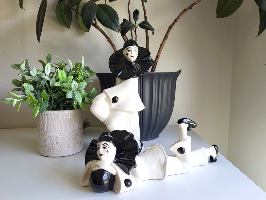 Vintage Pierrot Figures, Playful Mime Figurines, 70s Decor, 80s Decor ...