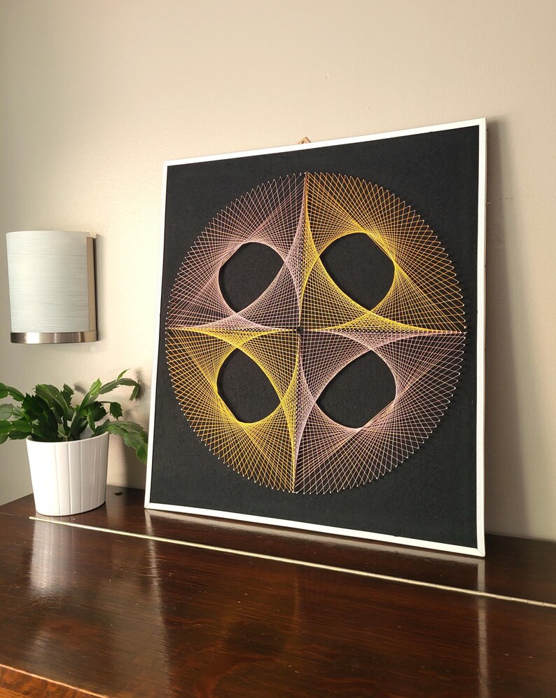 Original Vintage Geometric String Art, 1970s Circle String Art ...
