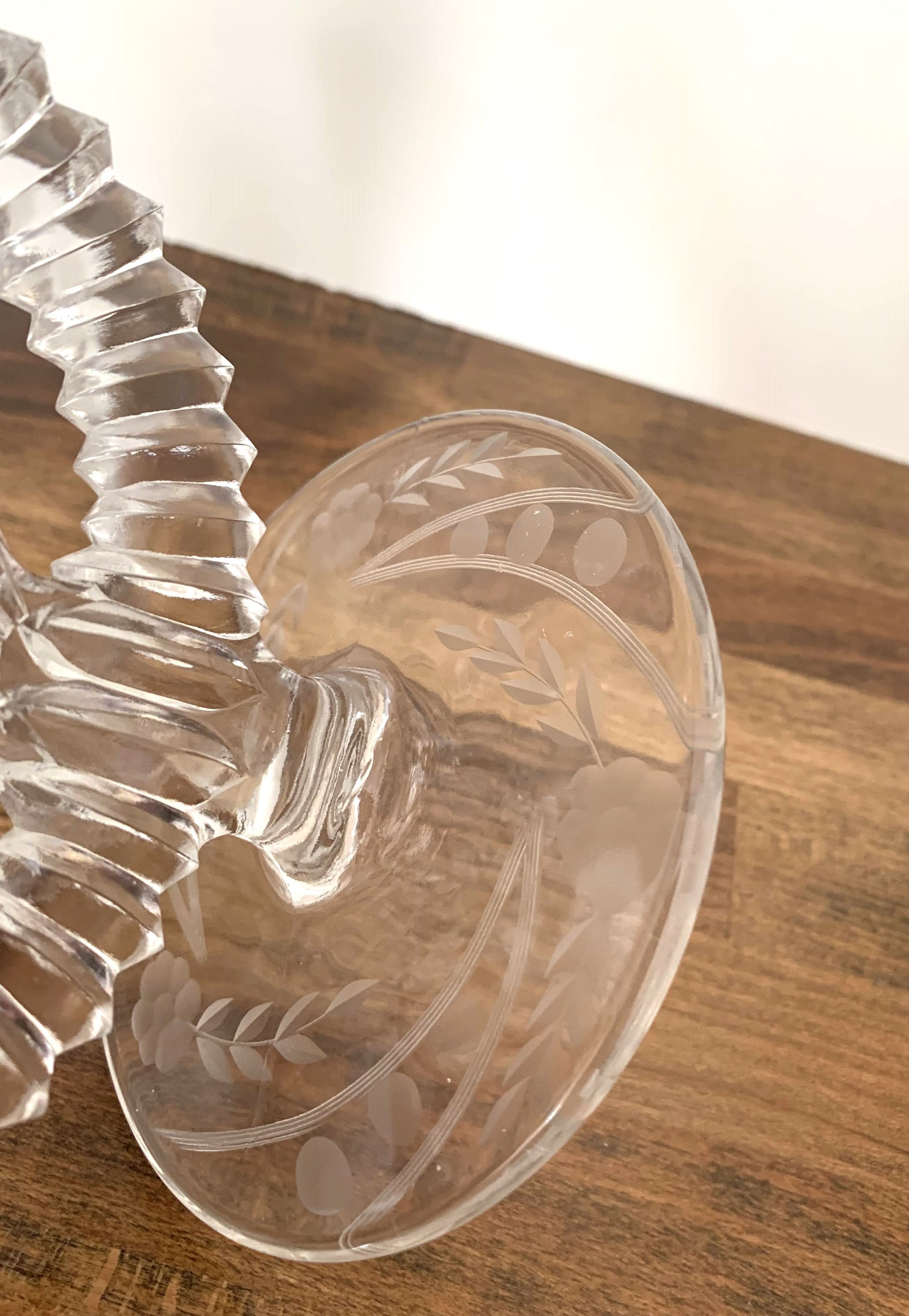 Vintage Paden City Etched Glass Double Candle Holders, 1940s Art Deco ...