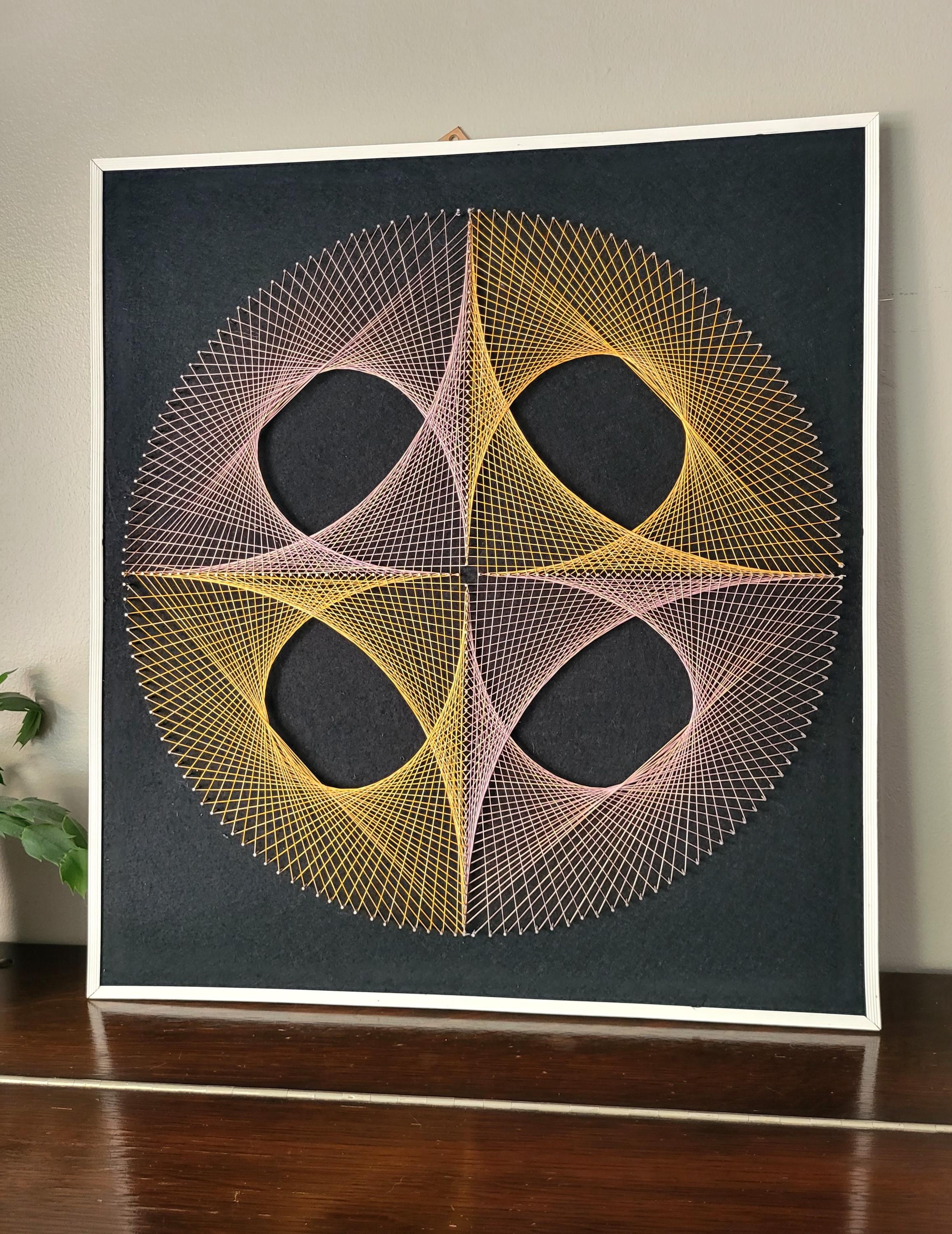 Original Vintage Geometric String Art, 1970s Circle String Art ...