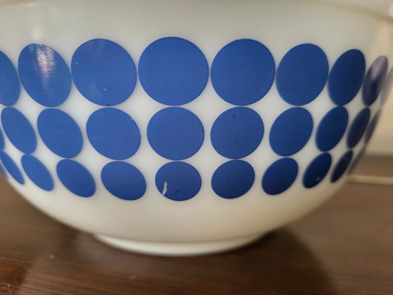 Vintage Pyrex Blue Polka Dot Mixing Bowl No. 403 2 .5 QT, Collectable ...