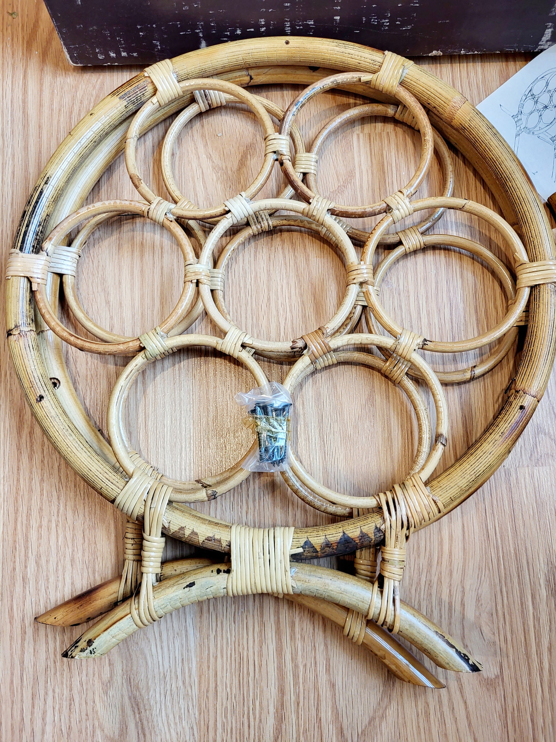 Vintage Wicker Rattan Wine Rack, 80s Wicker Decor, Retro Wicker Wine ...