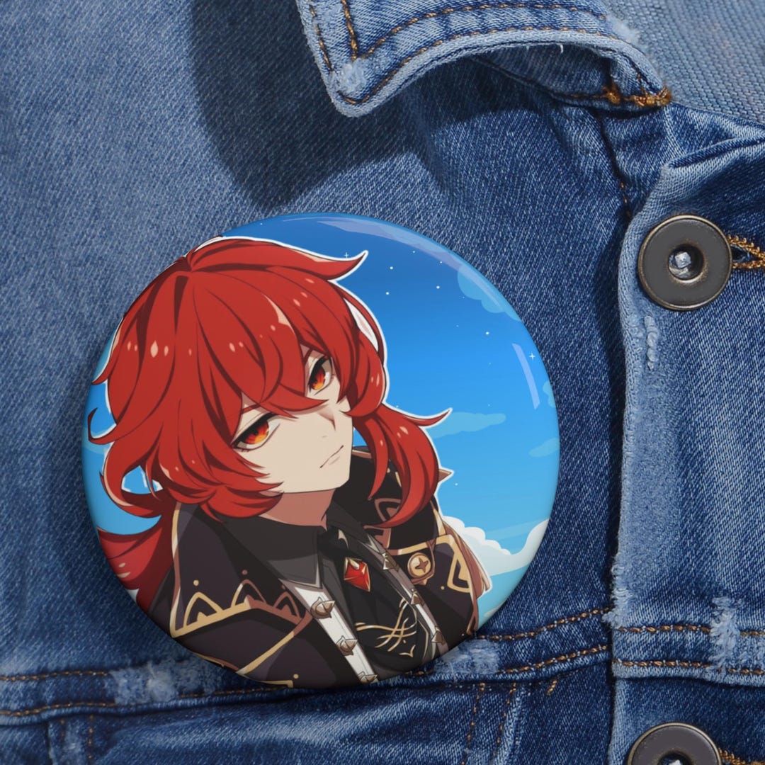 Custom Diluc Pin Genshin Impact Pinback Buttons Gaming Merch - Etsy