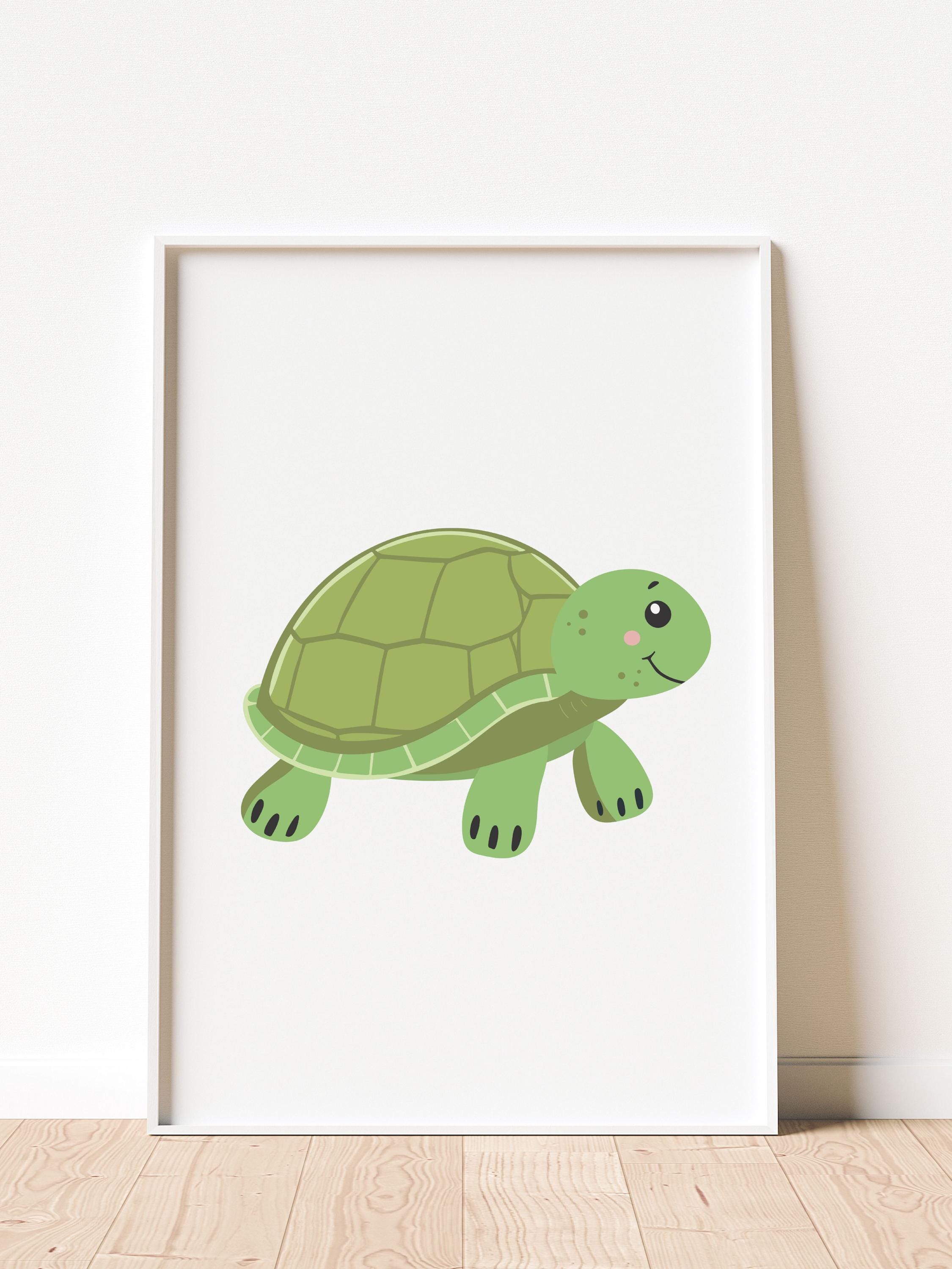 Turtle Digital Print, Green Turtle Art, Cute Turtle for Kid's Room or Nursery, Green Art for ...