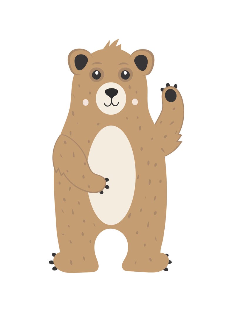 Friendly Bear Digital Print for Nursery or Kids Room, Forest Animal ...