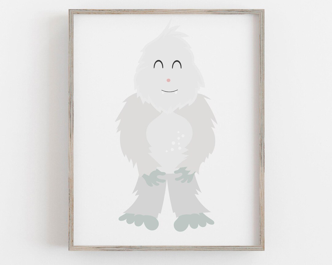 Cute Yeti Digital Print, Yeti Art for Kids, Abominable Snowman, Big ...