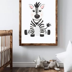 Zebra Digital Print, Cute Baby Zebra, Safari Theme Nursery, Safari Art ...