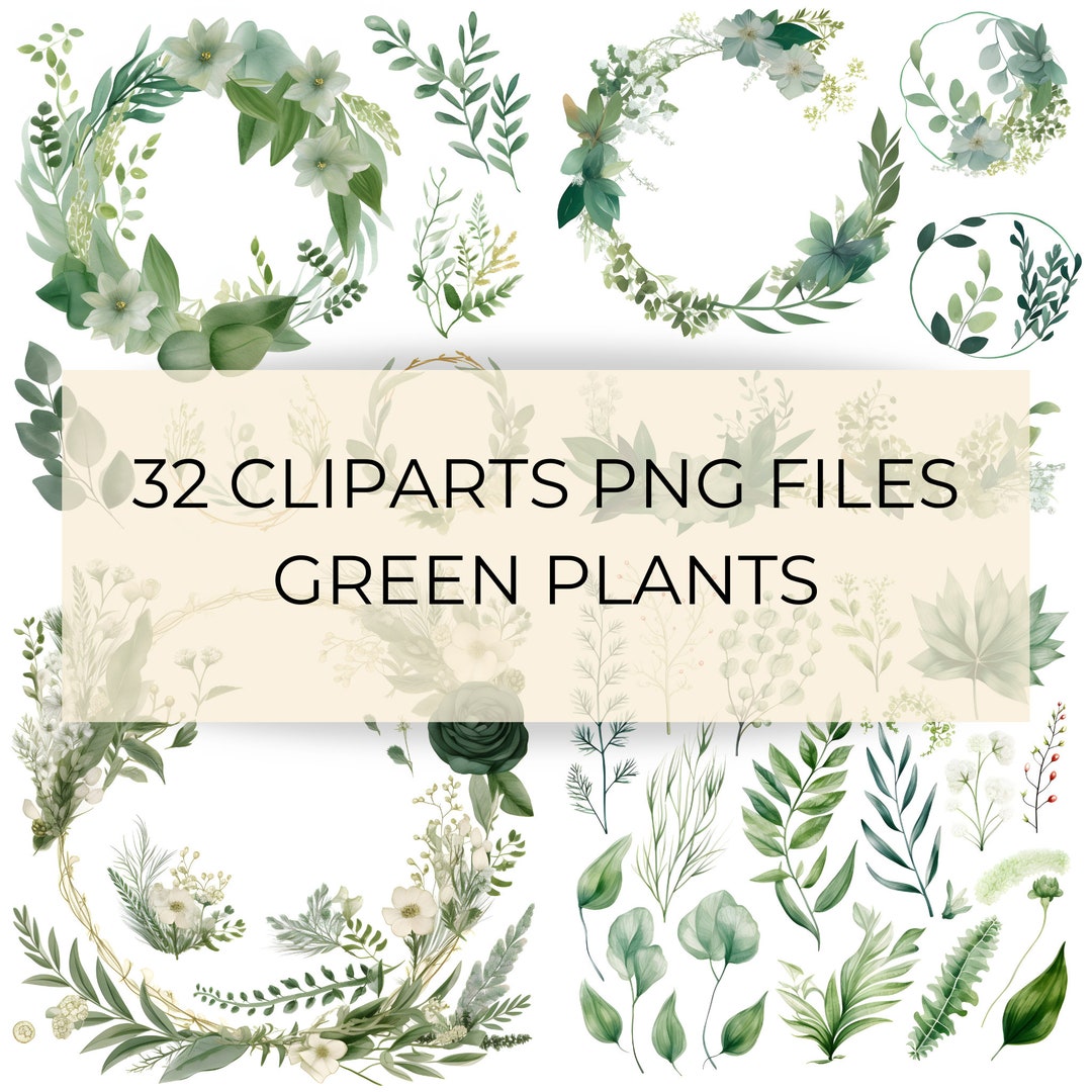 Greenery Watercolor Clipart, Botanical Clipart, Watercolor Clipart ...