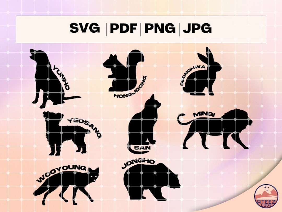ATEEZ Animal Mascots Svg Pdf Jpg Png Atiny Vector Files - Etsy New Zealand