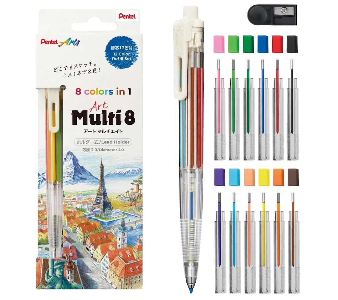 Pentel Art Multi 8 Colored Pencil Set – Japanese Mechanical Pencil With ...