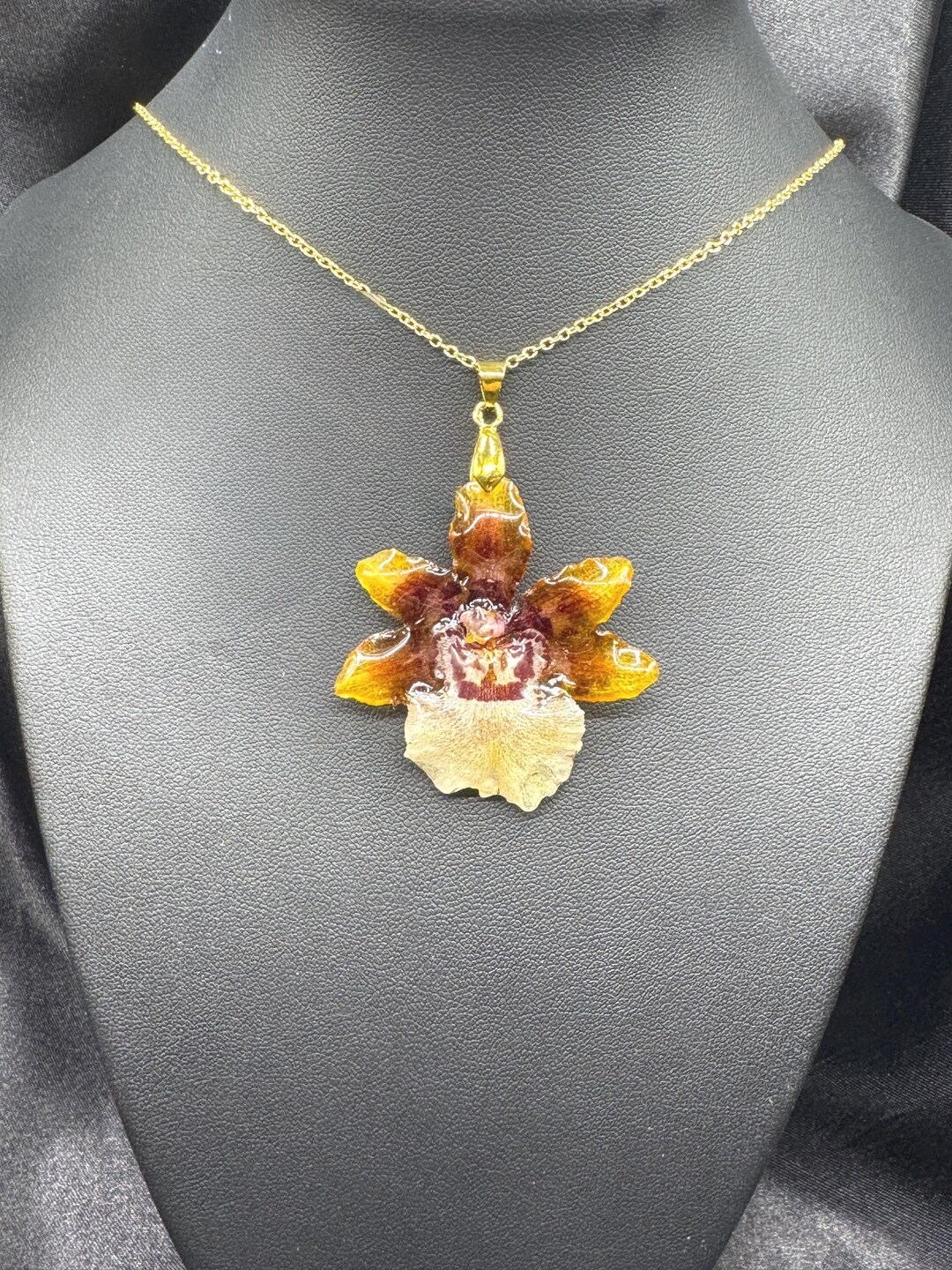 Orchid Necklace: Real Flower, Gold Oncidium Wildcat 'garfield', Unique ...