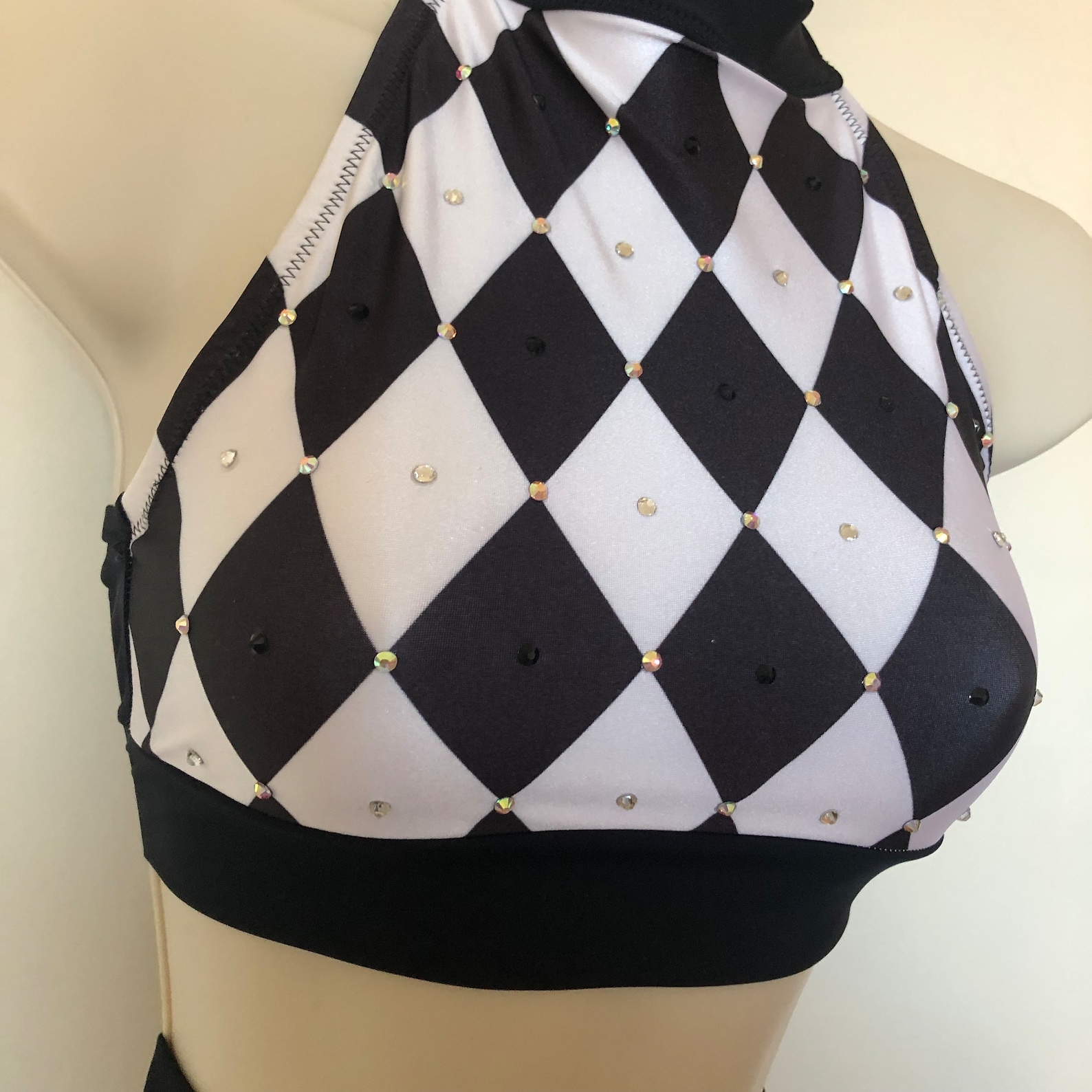 Dance Aerial Circus PIERROT-QUIN Costume Harlequin Pattern Halter Two ...