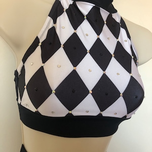 Dance Aerial Circus PIERROT-QUIN Costume Harlequin Pattern Halter Two ...