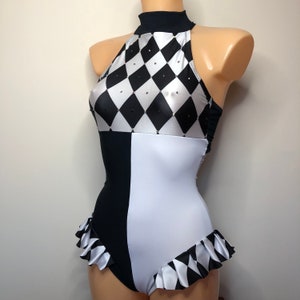 Dance Aerial Circus PIERROT-QUIN Costume Harlequin Pattern Halter ...