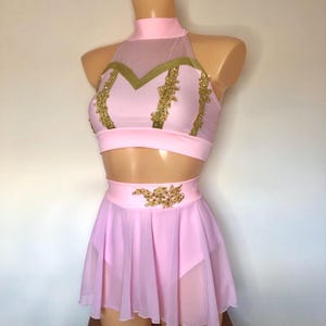 Lyrical Dance Aerial Circus CHELSEA Pink Skirted Two Piece Costume - Etsy