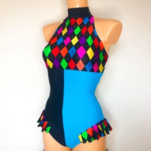 Dance Aerial Circus HARLEQUIN Costume Diamond Multicolour Pattern ...