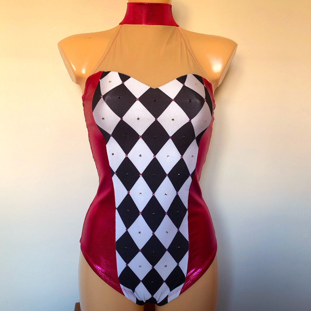 Dance Aerial Circus HARLEQUEEN Costume Harlequin Pattern Halter Leotard ...