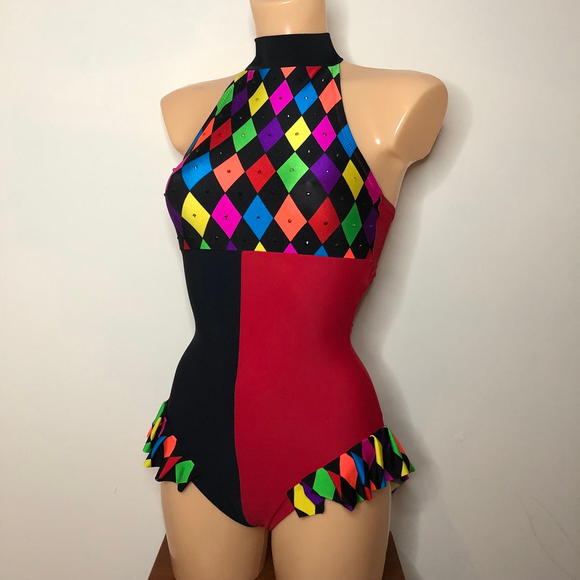 Dance Aerial Circus HARLEQUIN Costume Diamond Multicolour Pattern ...