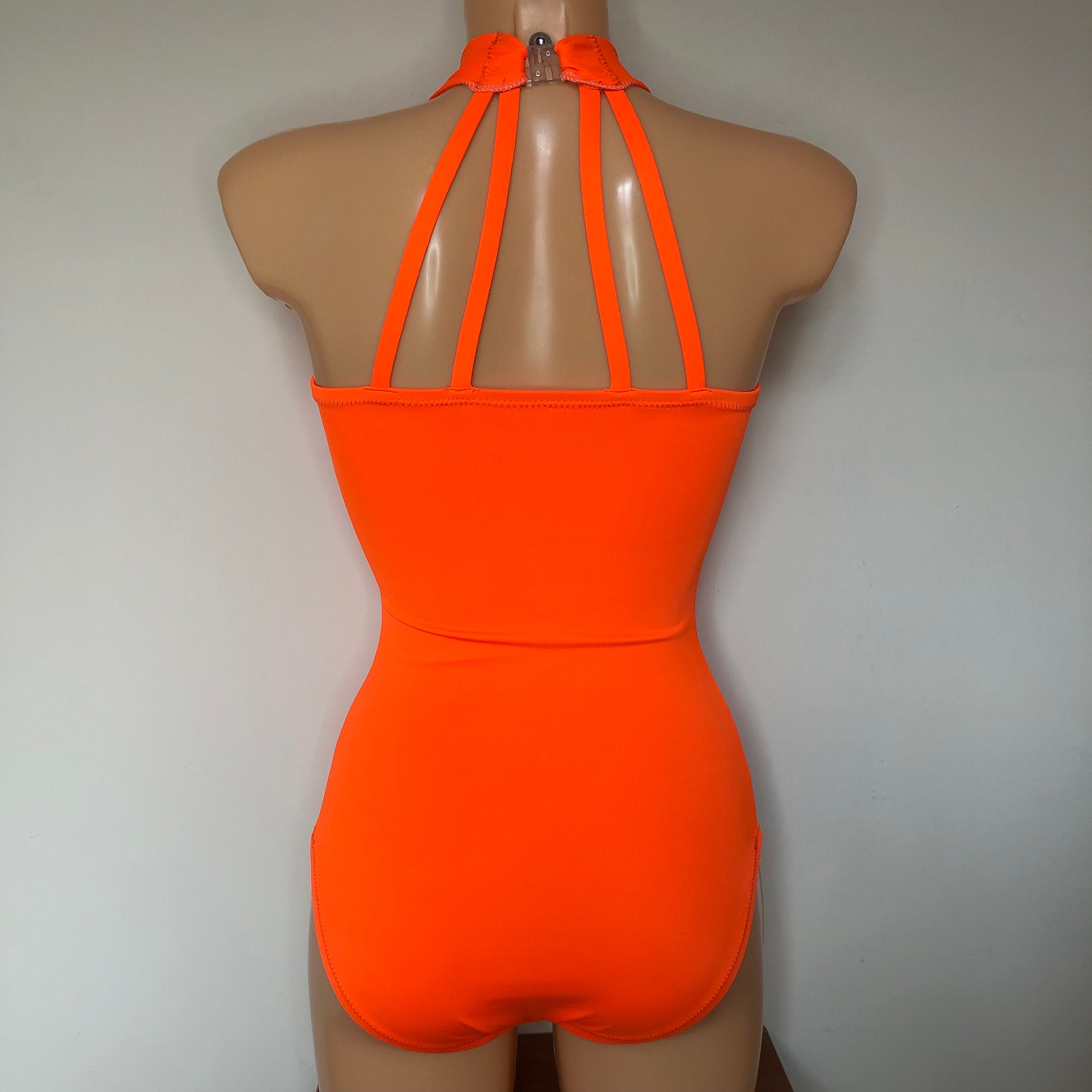 READY TO SHIP Dance Aerial Circus Costume Fluorescent Orange Halter ...